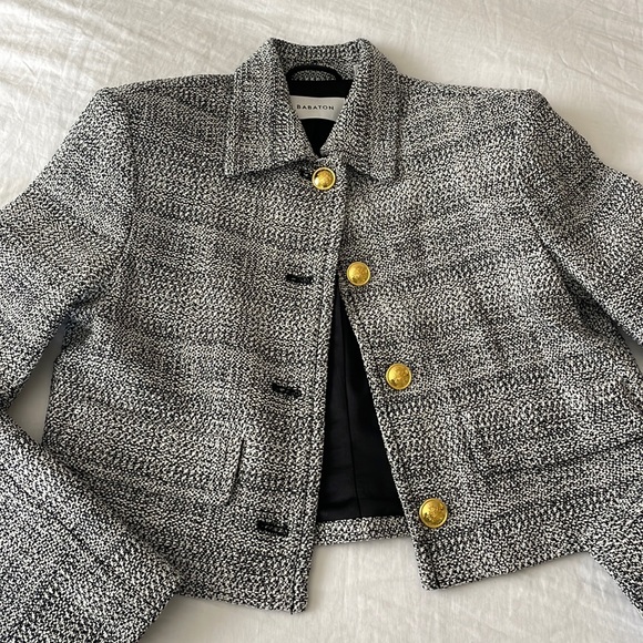 Babaton | Jackets & Coats | Babaton Tweed Crop Jacket With Gold Buttons ...